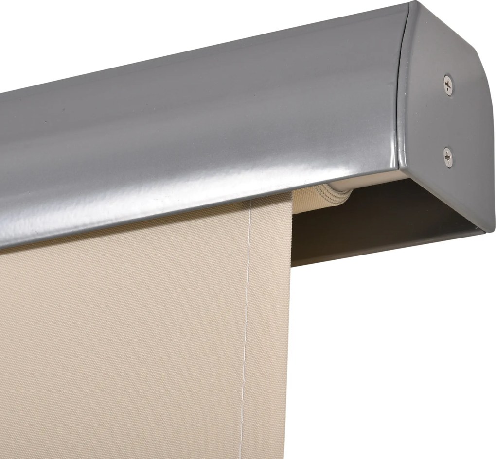 Outsunny Venkovní Rolovací Záclona 2,5 x 1,6 m Skladatelný Vertikální Sluneční Stín s Kličkou, Hliník a Polyester 280 g/m² UV50+ Ochrana pro Balkon, …
