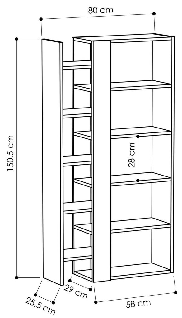 LYGOS, regál, knihovna, bílý / retro šedá