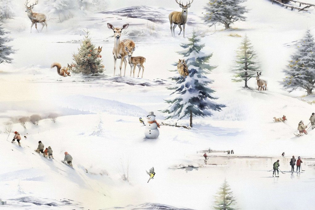 Bavlněné francouzské povlečení Vánoce v přírodě Velikost: 220 x 200 + 2 x 70 x 90