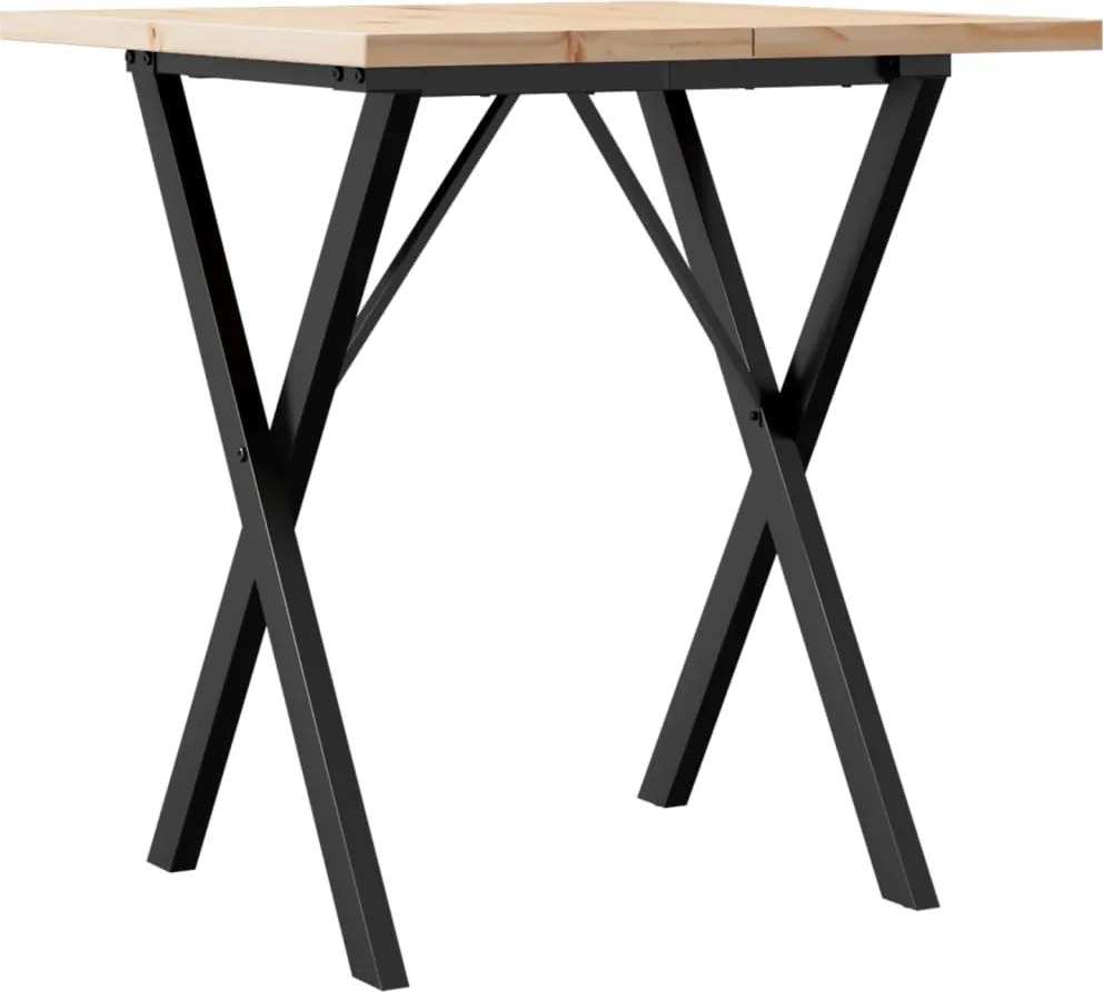 Jídelní stůl s X rámem 70 x 70 x 75,5 cm borové dřevo a ocel 3282759