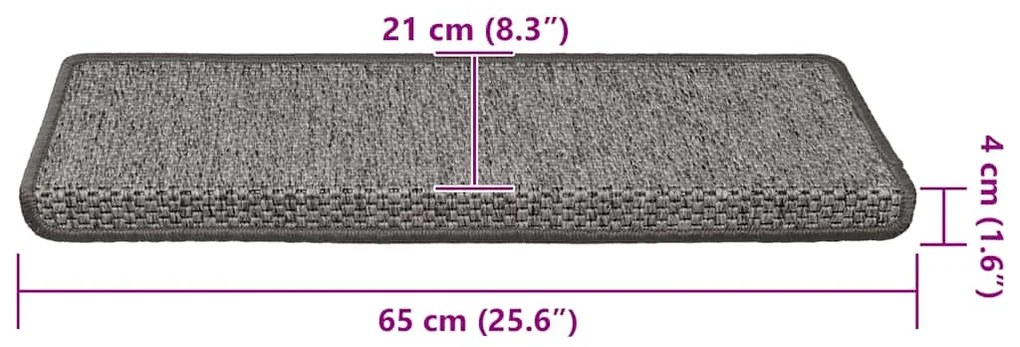 vidaXL Marketos Samolepící nášlapy na schody sisal 15ks 65x21x4cm šedé a béžové