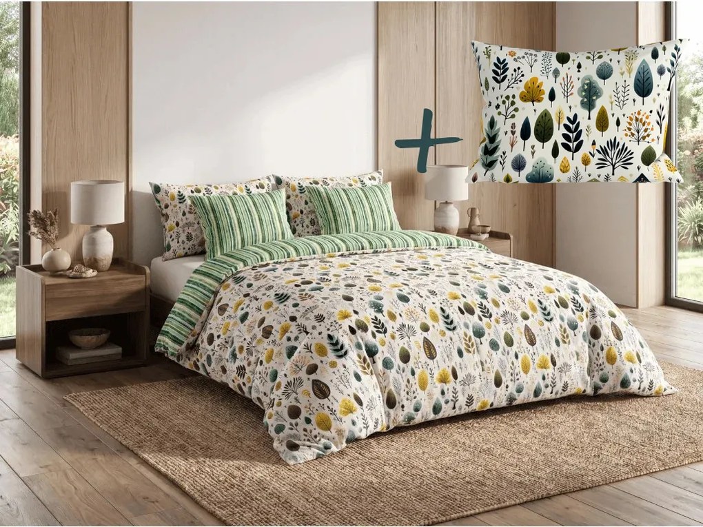 Sada povlečení z polybavlny TREEVELLA POLY zelené + povlak na polštář 50 x 70 cm ZDARMA