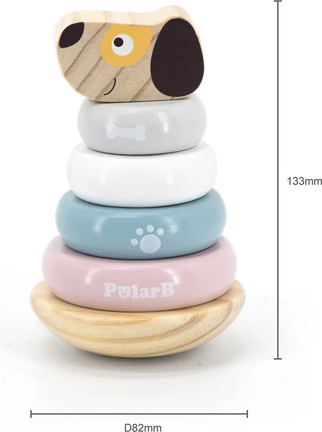Dřevěná skládací pyramida Viga Pejsek multicolor