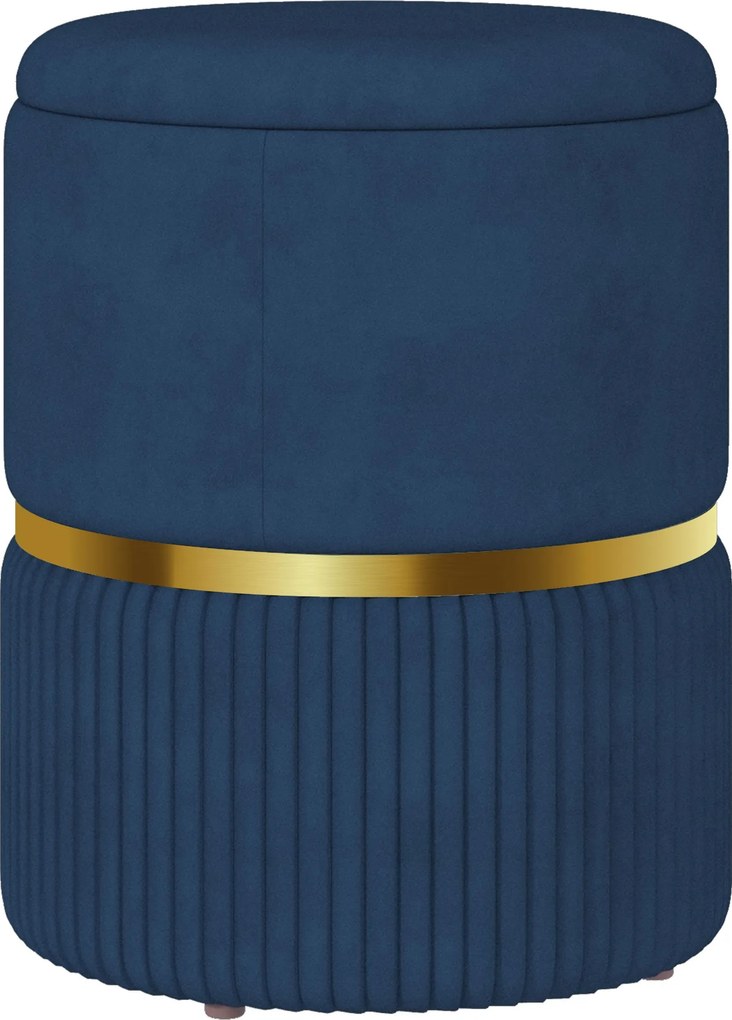 HOMCOM Pouf, taburet, úložný box, ve velurové tkanině, moderní design, 36 x 44 cm, do obývacího pokoje, ložnice, modrý
