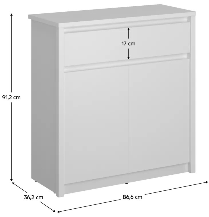 Kondela Komoda 2D1S, bílá, ERODIN