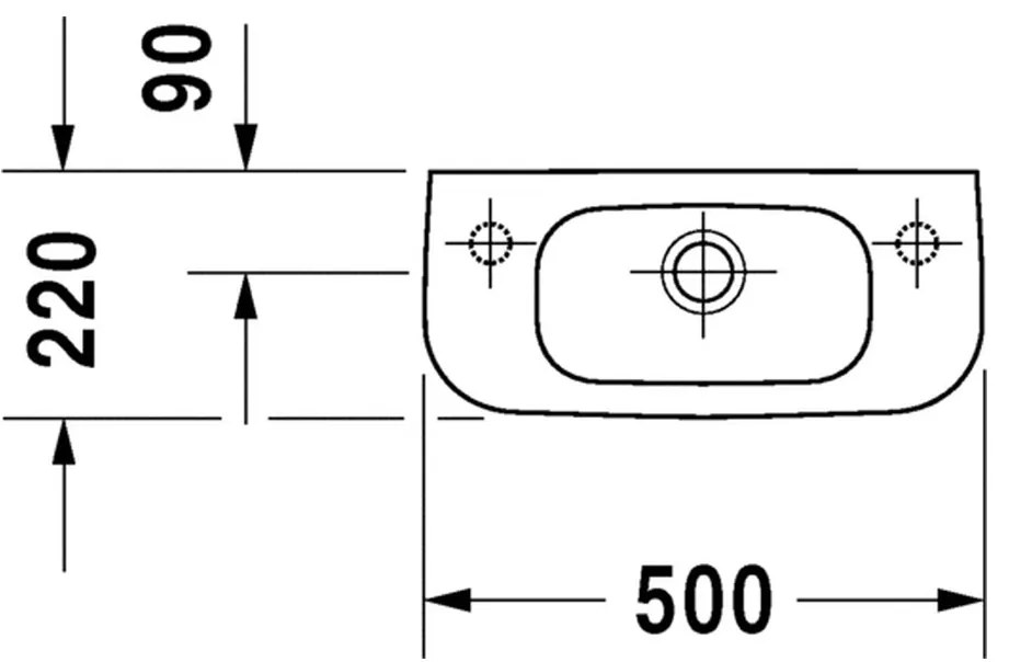 Duravit D-Code - umývátko 50x22cm, otvor vpravo 07065000082