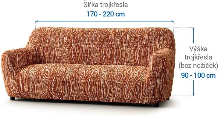 Bielastické potahy UNIVERSO NOVÉ žíhané cihlové trojkřeslo (š. 170 - 220 cm)