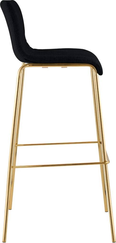 Sada 2 barových židlí Hoover látka čtyřnohá konstrukce Gold – černá