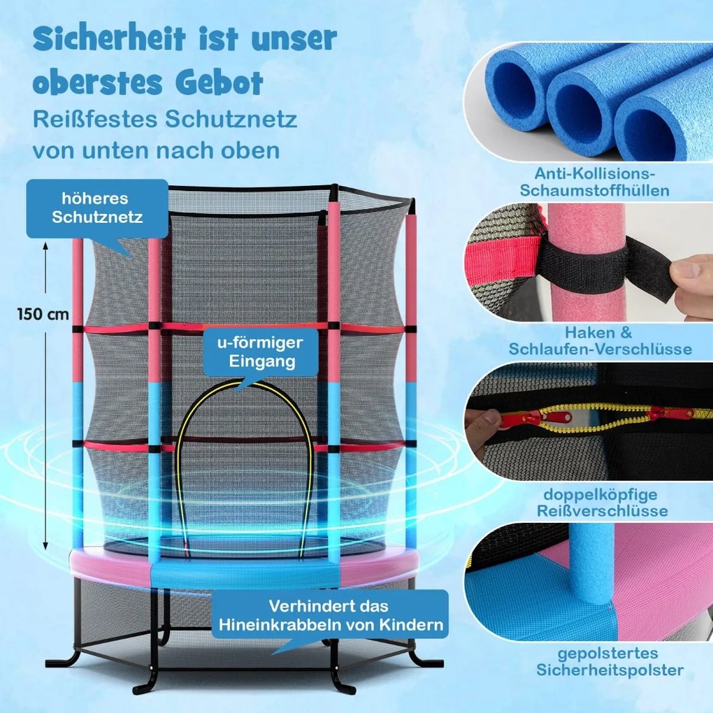Costway Zahradní trampolína Ø165 cm s ochrannou sítí trampolína pojme až 135 KG