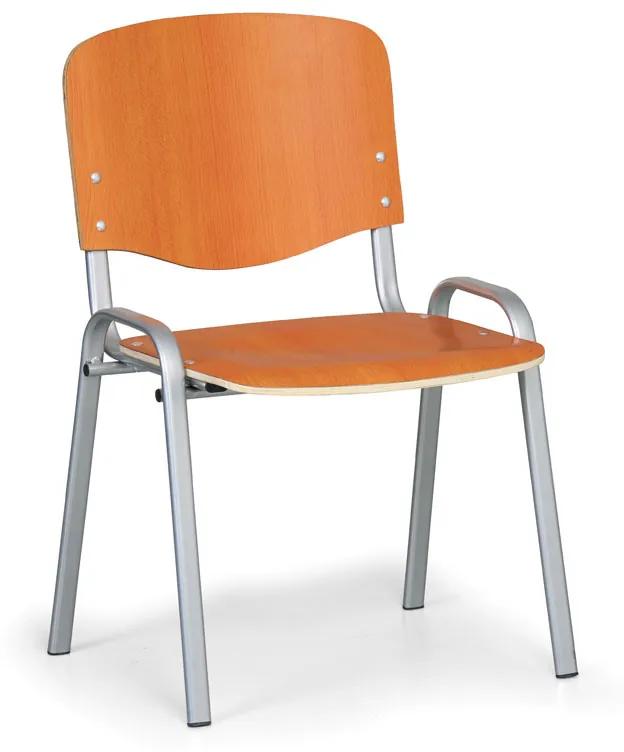 B2B Partner Dřevěná židle ISO, třešeň, konstrukce šedá, nosnost 120 kg