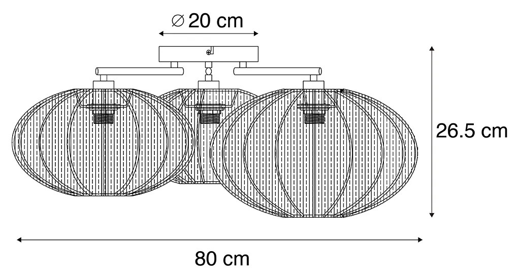 Japandi stropní svítidlo hnědé 3-světla - Multi Bida