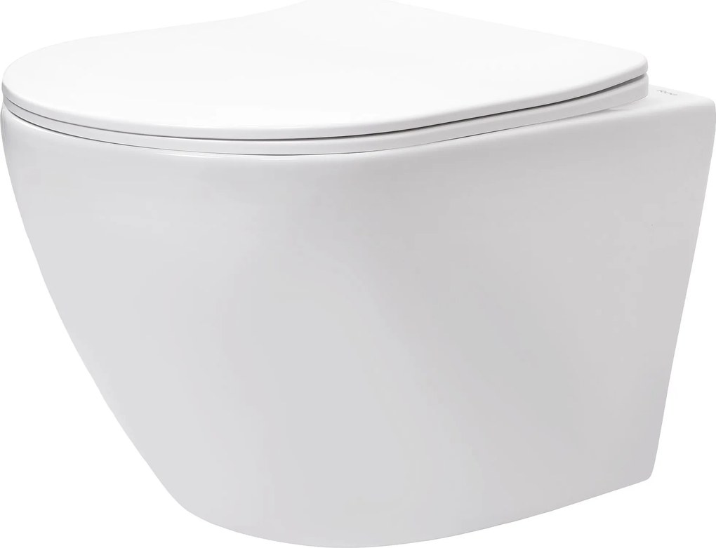 Závěsný WC komplet bez příruby s funkcí bidetu REA CARLO LUX RIMLESS, včetně SoftClose sedátka, bílá