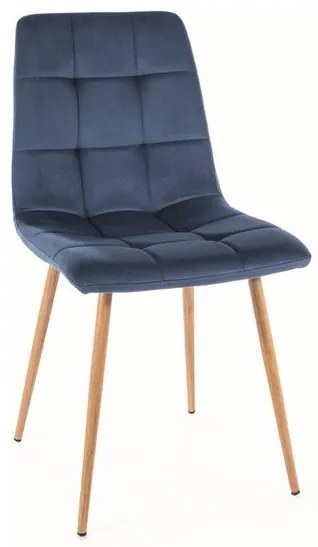 Jídelní židle MILA VELVET dub Signal Modrá