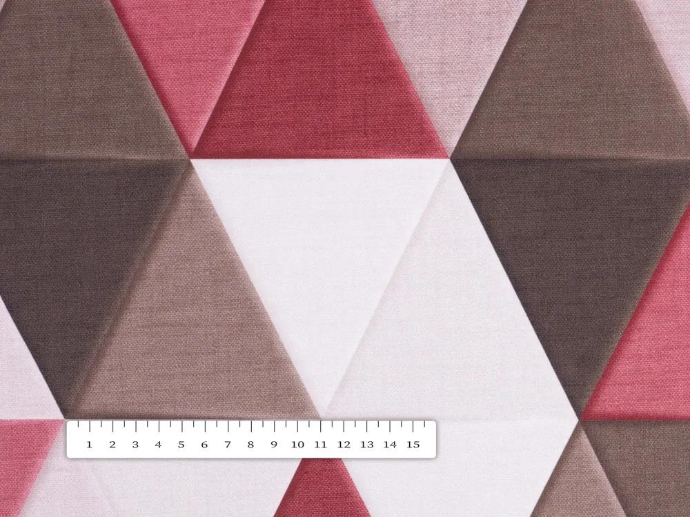 Biante Sametový běhoun na stůl Tamara TMR-021 Vínovo-hnědo-béžové trojúhelníky 20x140 cm