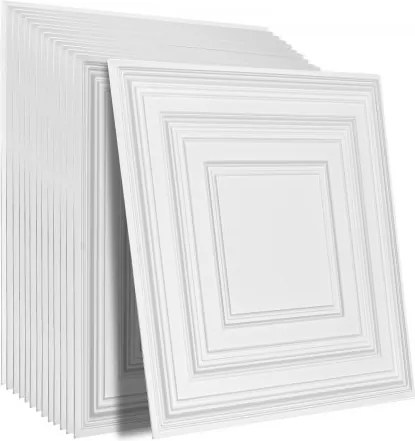 Stropní dlaždice 12-balení 24 × 24 V PVC Snadná instalace Bílý kolíkový vzor