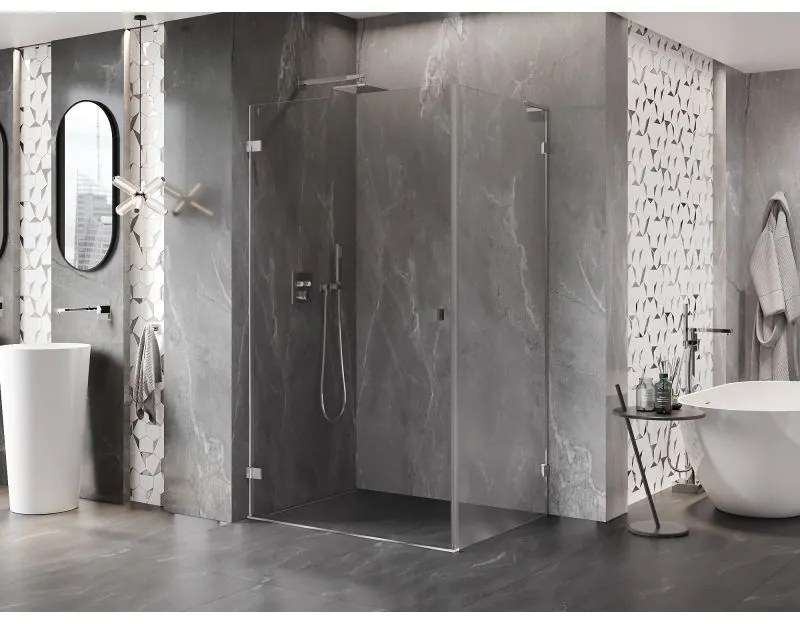 Mexen Lunar-B L, sklápěcí sprchový kout levý 100 x 80 cm, 8mm čiré sklo, chromový profil, 832L-100-080-01-00-L