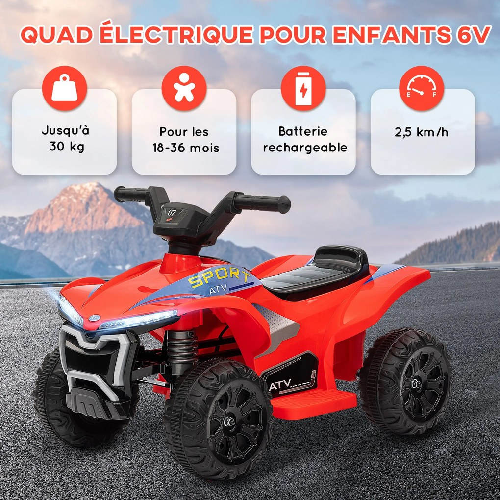 Dětský elektrický čtyřkolák AIYAPLAY 6V, elektrické auto pro děti, rychlost 2,5 km/h, s předními světly, vpřed a vzad, funkcí hudby, pro děti 18-36 m…
