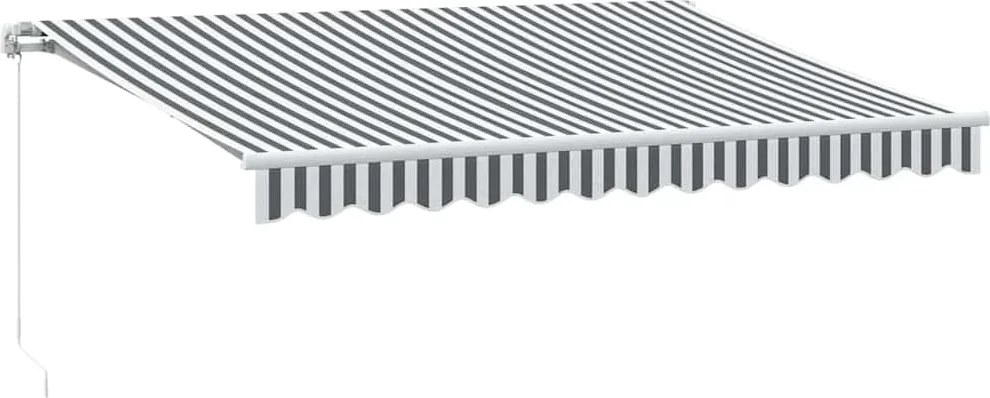 Ručně zatahovací markýza antracitová a bílá 350 x 250 cm 3216036