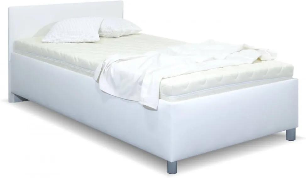 Zvýšená čalouněná postel s úložným prostorem Lyoneta, 140x200, bílá INTENA