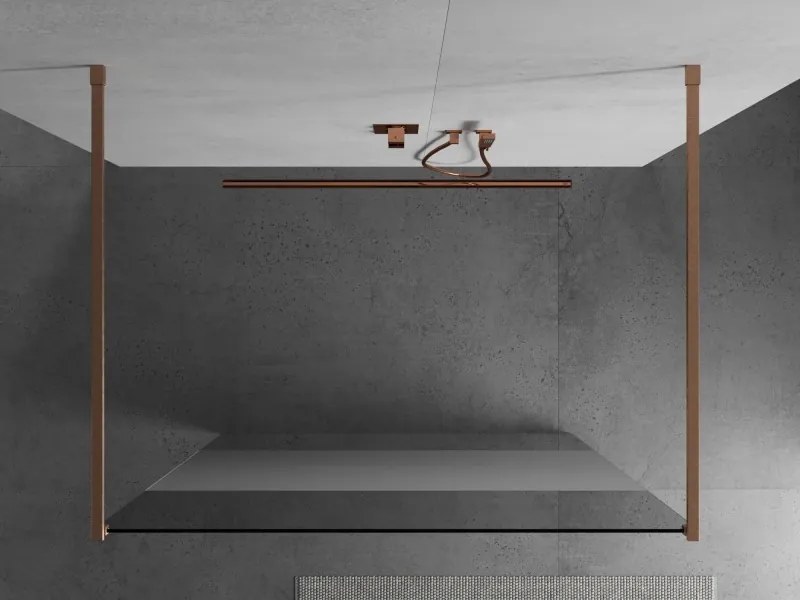 Mexen Kioto, sprchová zástěna Walk-In 110 x 200 cm, 8mm čiré sklo-námraza, měděný matný profil, 800-110-002-65-35