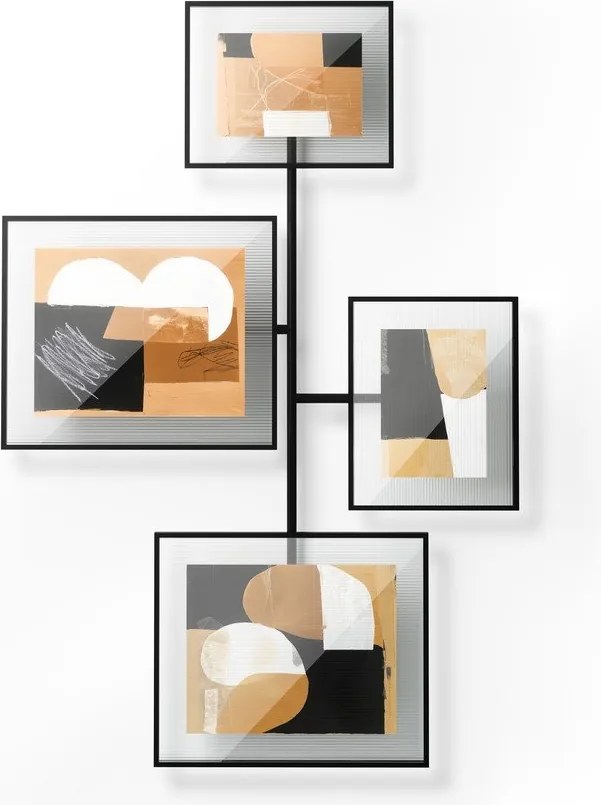 Leskle černý kovový/skleněný rámeček na zeď 57x99 cm Flute – Umbra