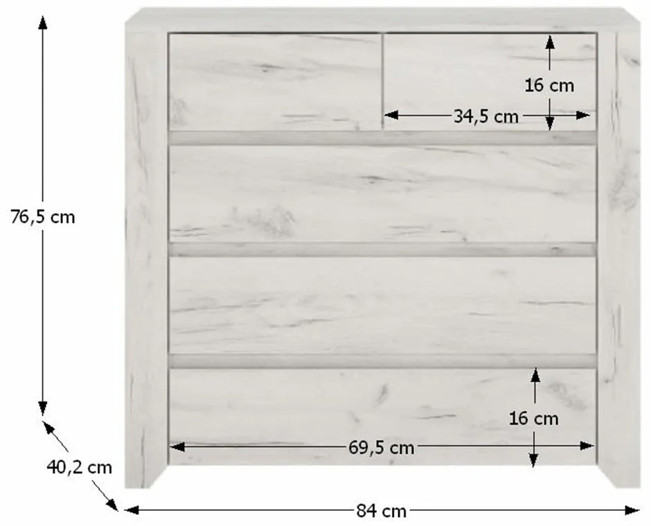 Kondela Komoda typ 43, bílá craft, ANGEL