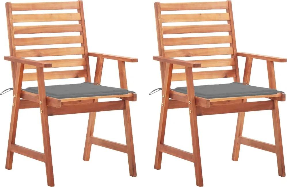 vidaXL Zahradní jídelní židle 2 ks s poduškami masivní akáciové dřevo [3064325] Barva: Červená