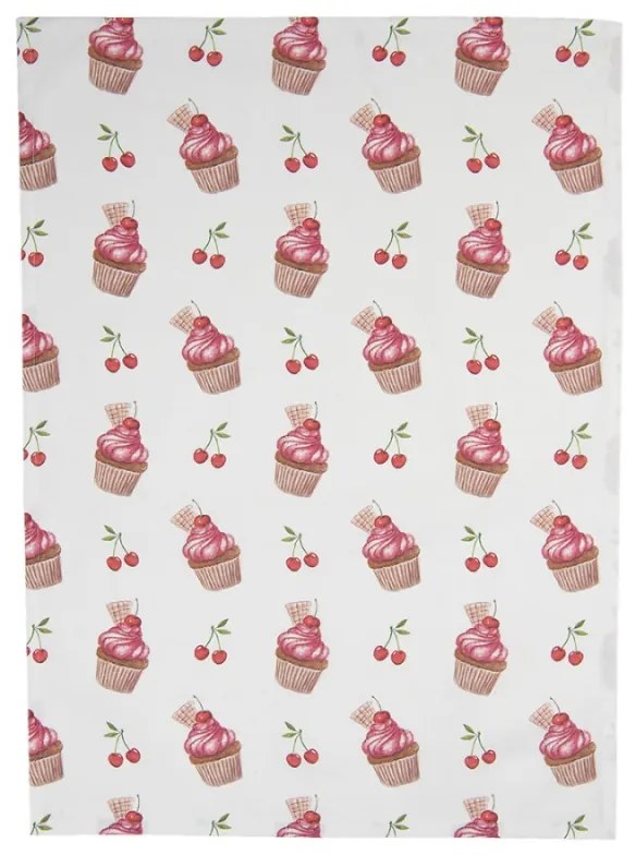 Kuchyňská utěrka z bavlny Cherry Cupcake – 50x70 cm