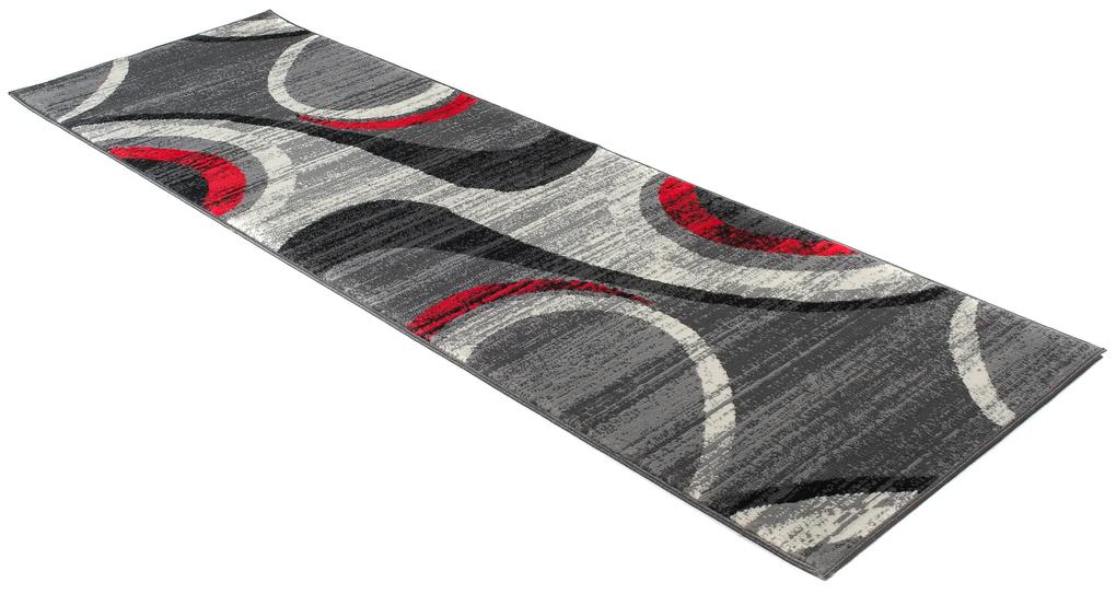 Chemex Moderní koberec Tap - geometrické tvary 3 - šedý/červený Rozměr koberce: 60x100 cm