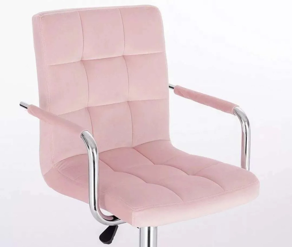 LuxuryForm DESIGN Barová židle VERONA VELUR na stříbrné kulaté podstavě - růžová