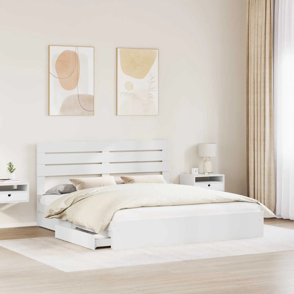 Postel s úložným prostorem Bílá 180 x 200 cm Kompozitní dřevo 3411549