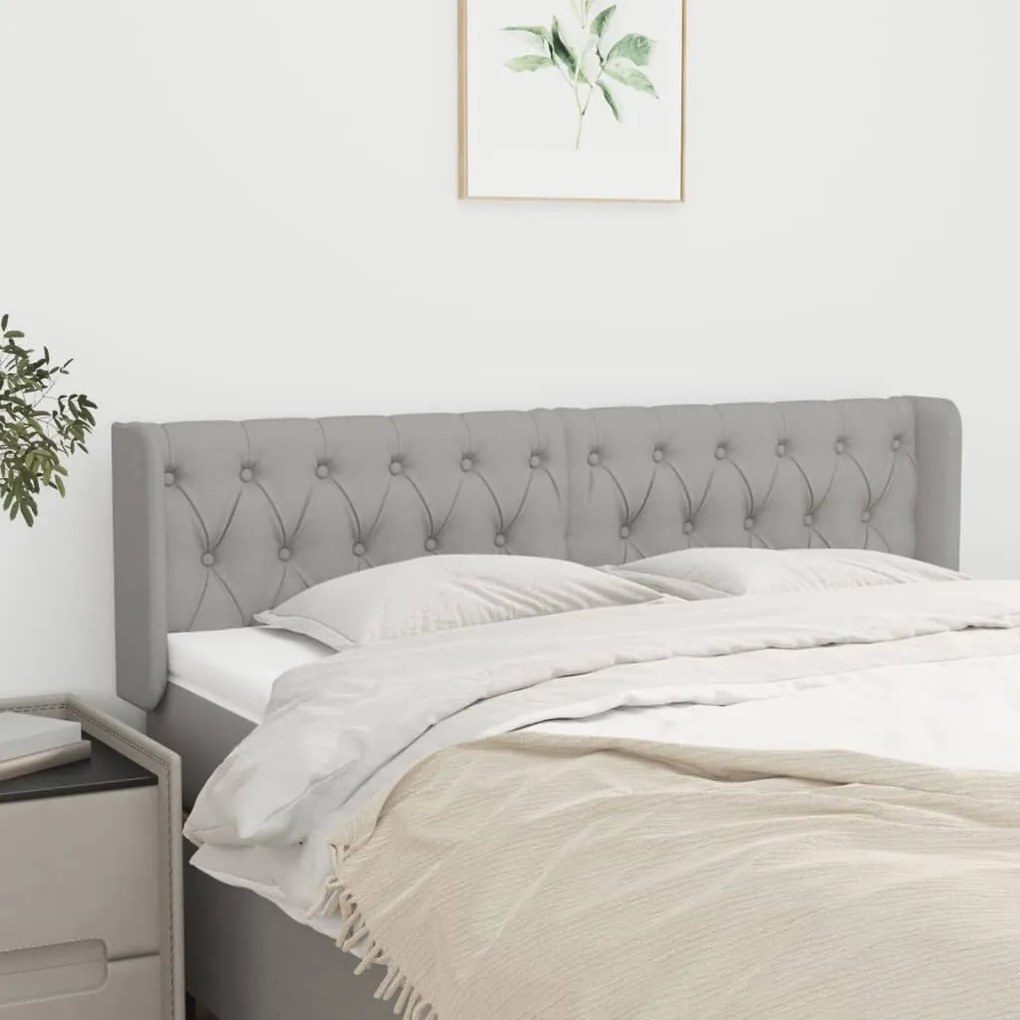 Čelo postele typu ušák světle šedé 163x16x78/88 cm textil 3119110
