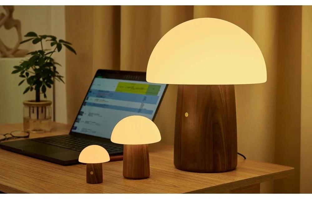 Bílá/v tmavě přírodní barvě LED stolní lampa (výška 7 cm) Alice Mushroom – Gingko