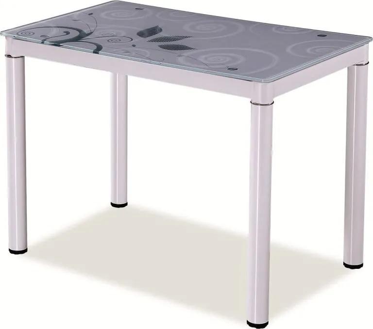 Nábytkáři ORFA DAMAR (DAMARB) jídelní stůl 100X60 bílá / bílé nohy , tvrzené sklo s ornamentem (S) (K150-E)