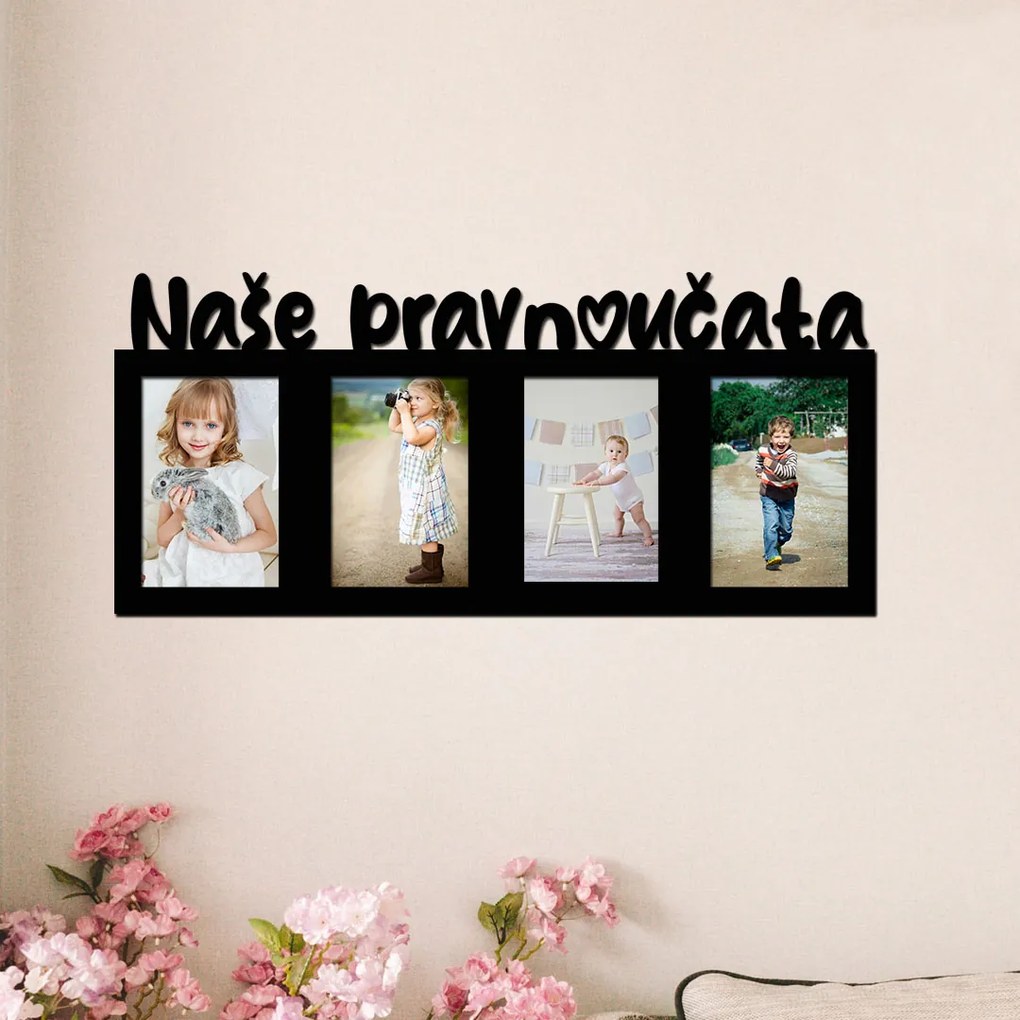 dřevo života Dřevěný fotorámeček Naše pravnoučata Zvolte barvu dekoru: Bílá, Zvolte velikost fotografie (cm): 13x18, Počet fotorámečků: 2