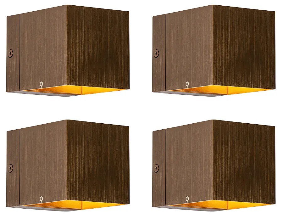 Sada 4 chytrých nástěnných lamp tmavě bronzová 8 cm vč. WiFi G9 - Transfer