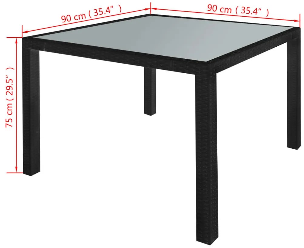 vidaXL Marketos 5dílný zahradní jídelní set s poduškami polyratan černý
