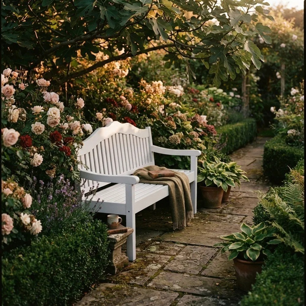 Bílá dřevěná zahradní lavice Austin – Garden Pleasure