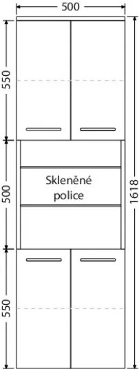 Intedoor vysoká skříň,4 dveře, UNI SV 162/50 4D OP Varianta: 55 Wenge