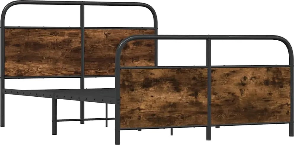Kovový rám postele bez matrace kouřový dub 140 x 190 cm 3318635