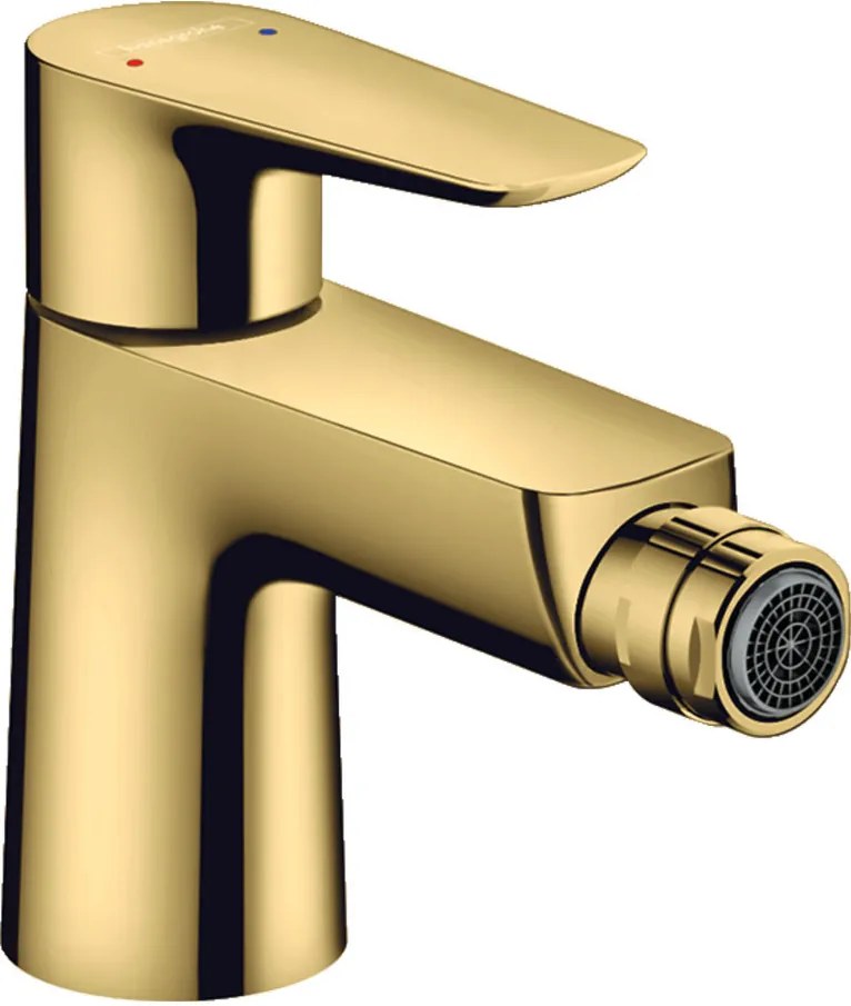 Hansgrohe Talis E, páková bidetová baterie s odtokovou soupravou s táhlem, leštěný vzhled zlata, HAN-71720990