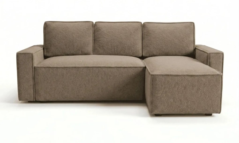 Rozkládací oboustranná sedací souprava do L SMART BOUCLE 232x143 cm, tmavě béžová