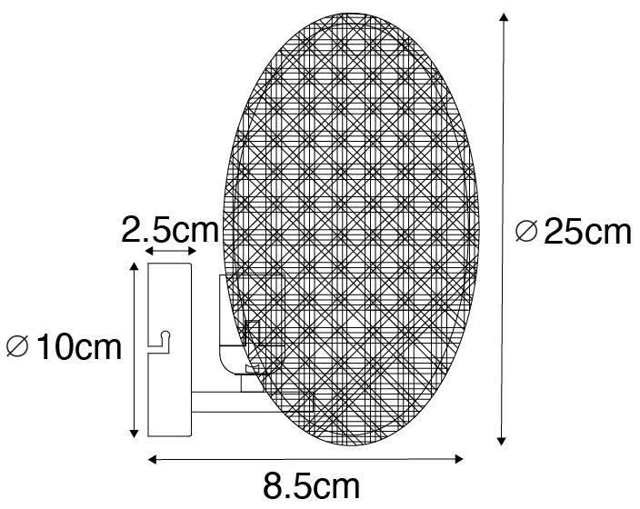 Rustikální nástěnné svítidlo černé s ratanem 25 cm - Kata