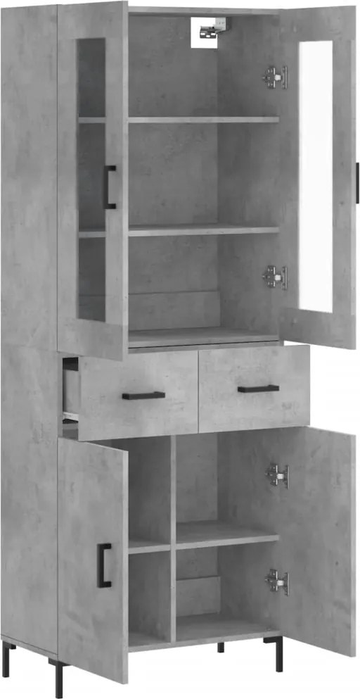 Skříň highboard betonově šedá 69,5x34x180 cm kompozitní dřevo 3198533
