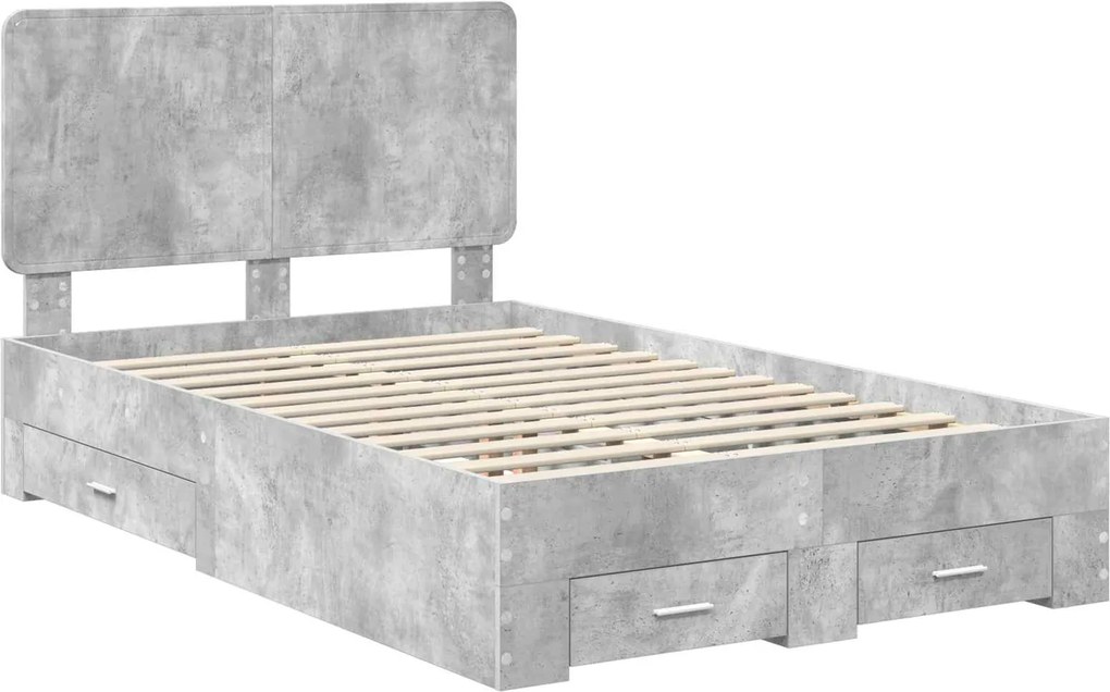 Rám postele s čelo Betonově šedá 120 x 190 cm Kompozitní dřevo 3412813