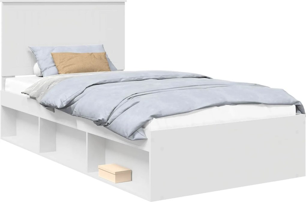 Rám postele s čelo Bílá 100 x 200 cm Masivní borové dřevo 3411046