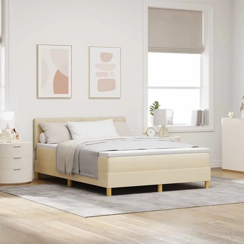 Postel s boxspringem s polštářem Krémová 160 x 200 cm textil 3339012