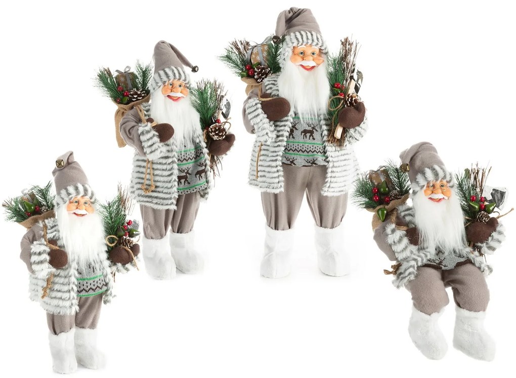 VÁNOČNÍ FIGURKA SANTA 80 CM BÍLÁ