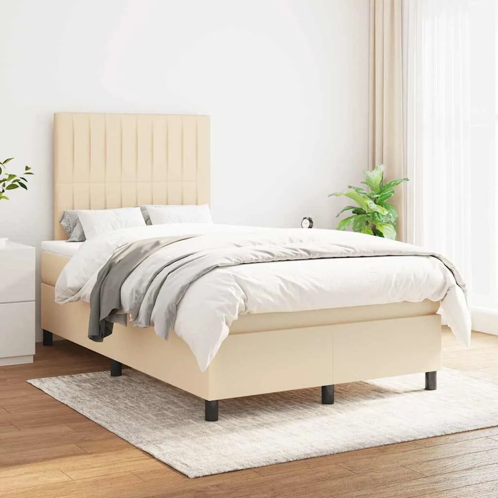 Box spring postel s matrací krémová 120x190 cm textil 3269900