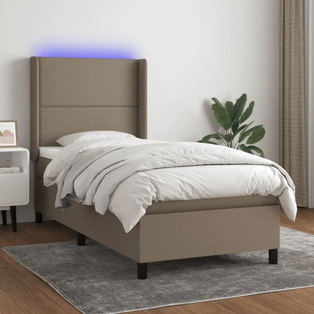 Box spring postel s matrací a LED taupe 90x190 cm textil 3138201